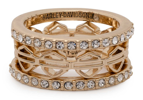 Harley-Davidson® Women's Crystals Bar & Shield Stackable Rings - Set of ...