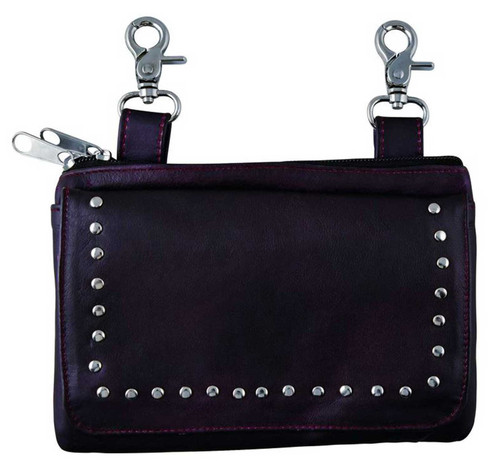 Derringer Women's Studded Accents Lambskin Leather Clip-On Hip Bag ...