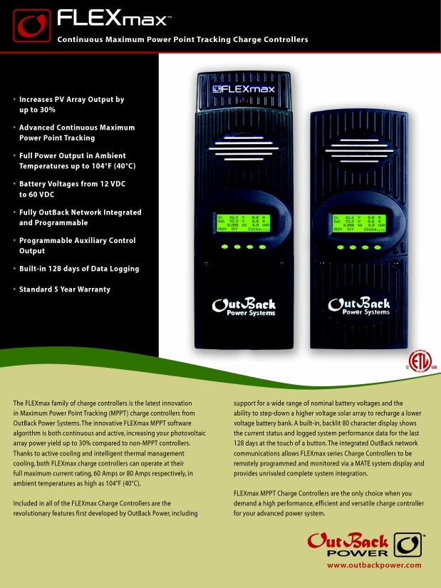 OutBack Power FM80-150 FLEXmax 80 Amp 150V MTTP Charge Controller