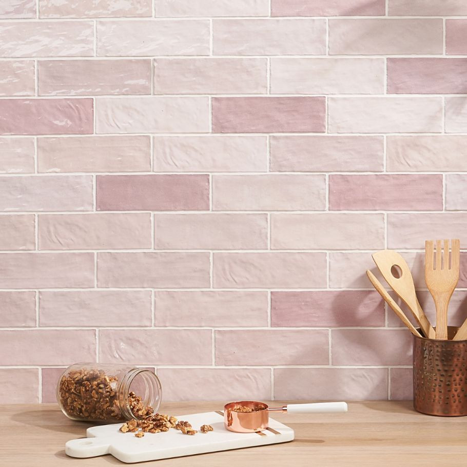 Trinity Pink Gloss 2.6"x7.9" Ceramic Wall Tiles - Portland Direct Tile ...