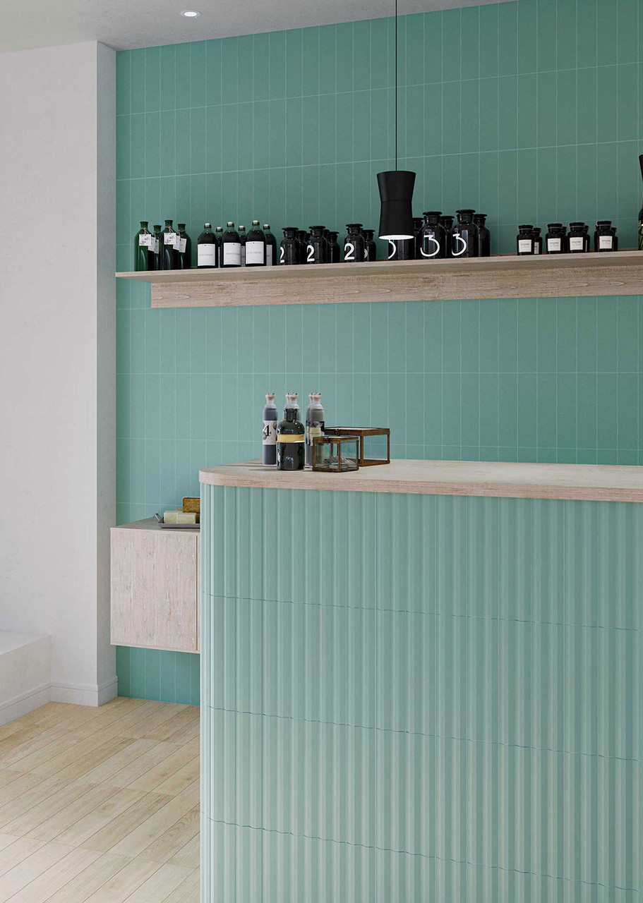Stripes Teal Matte 3x12 Ceramic Wall Tile - Portland Direct Tile & Marble