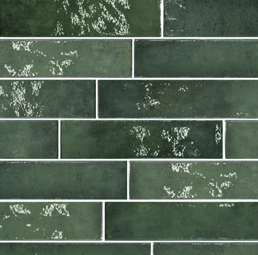 Memory Moss Green 2 1/2" x10” Gloss Porcelain Tiles - Portland Direct ...