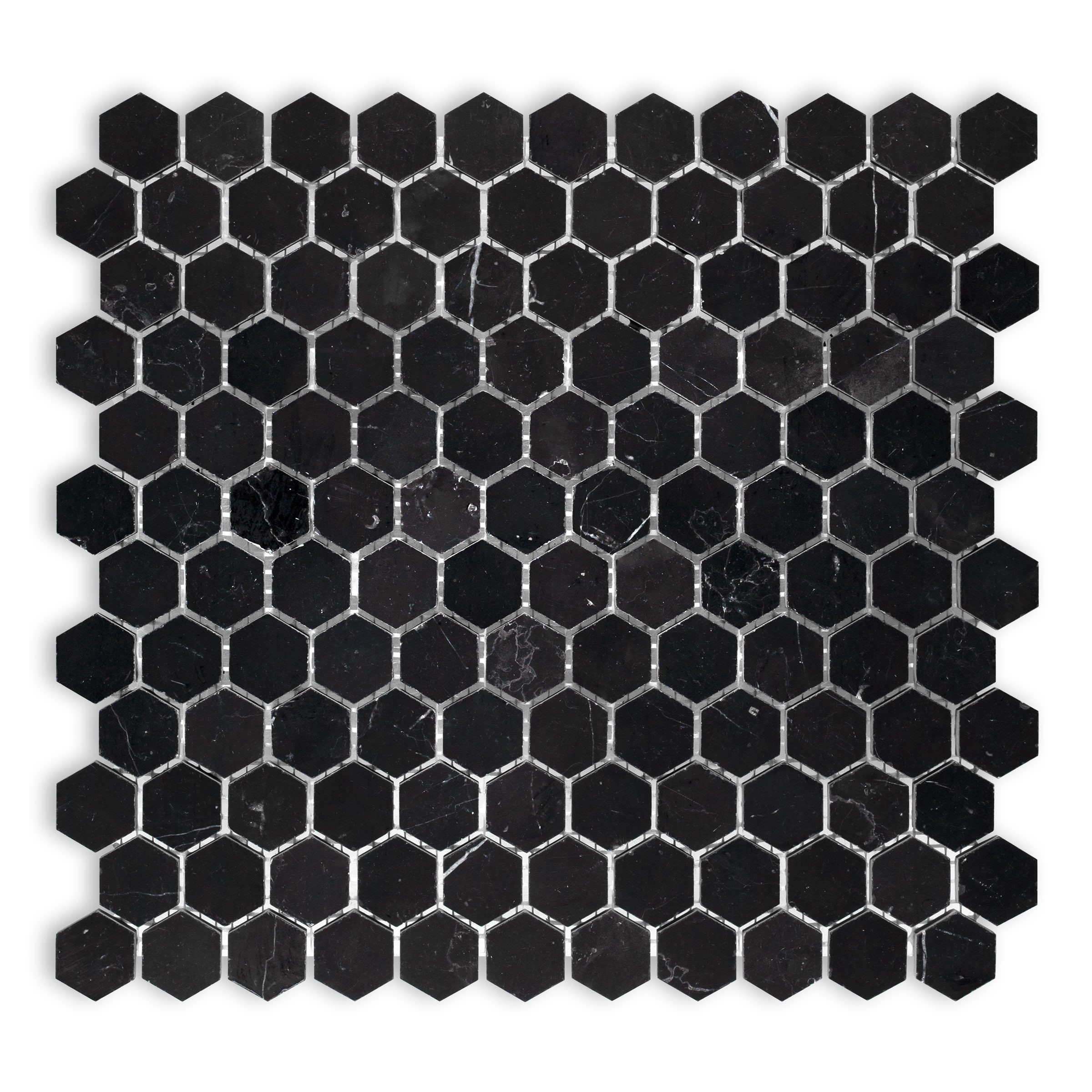 Negro Marquina Marble Hexagon 1″ Honed/ Polished
