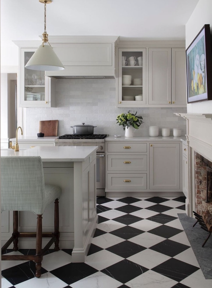 Ocean White Honed & Nero Marquina Honed Marble Checkerboard Pattern ...