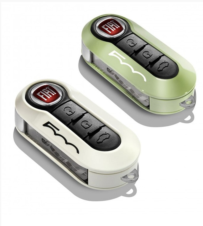 Genuine Fiat 500/ 500L Key Covers In Pastel Green/White With 500 Logo