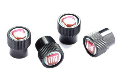 Genuine Fiat Valve Caps - Black With Logo