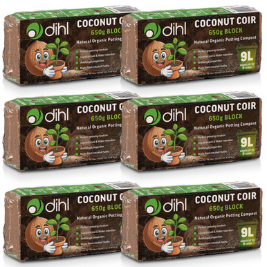 6 x 650g Organic Coconut Coco Coir Fibre Compost Block Bricks, 100% ...