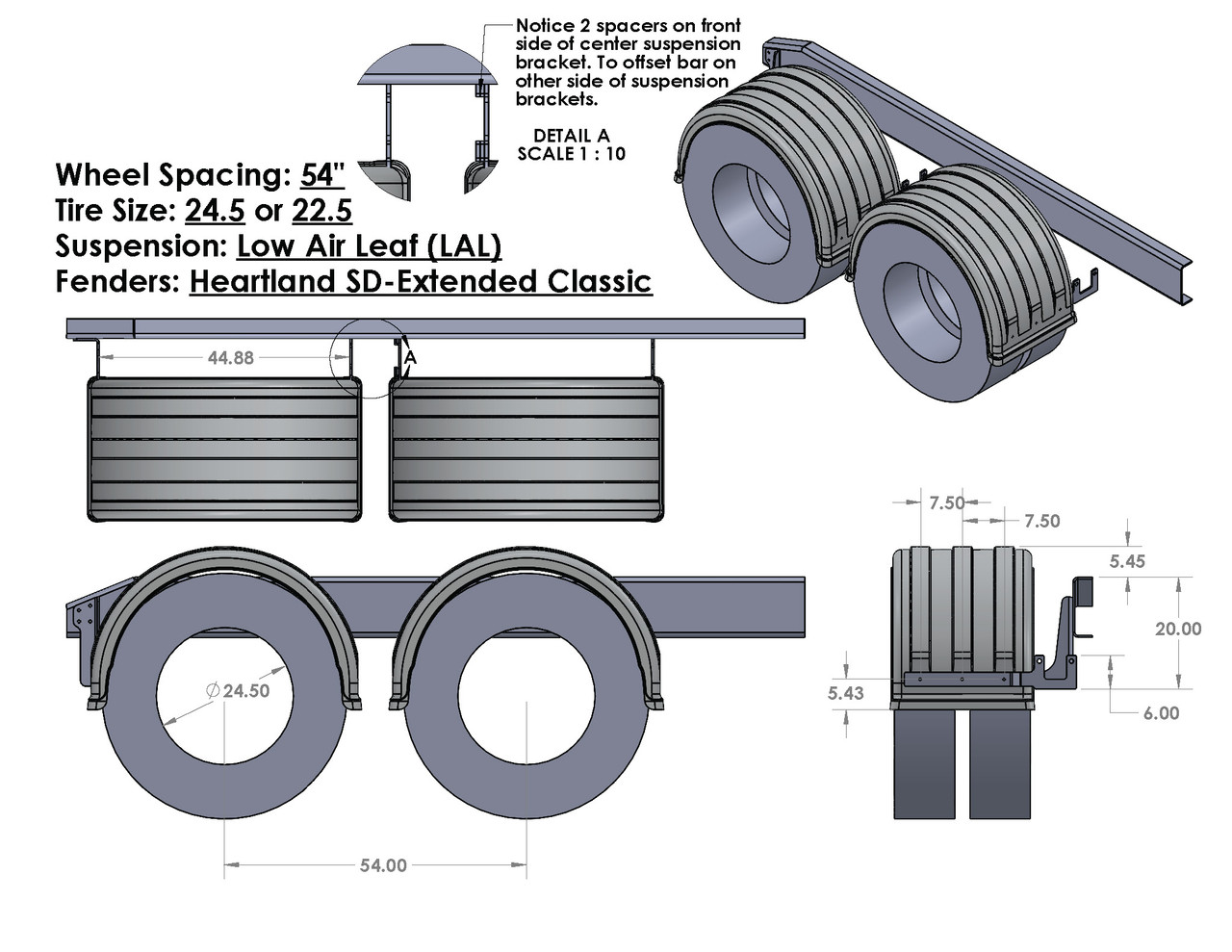 Blind Mount Bracket Kit for Single Axle Poly Fenders