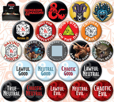 Dungeons & Dragons Licensed 1.25 Inch Button Set - (22 Buttons) - GKWorld