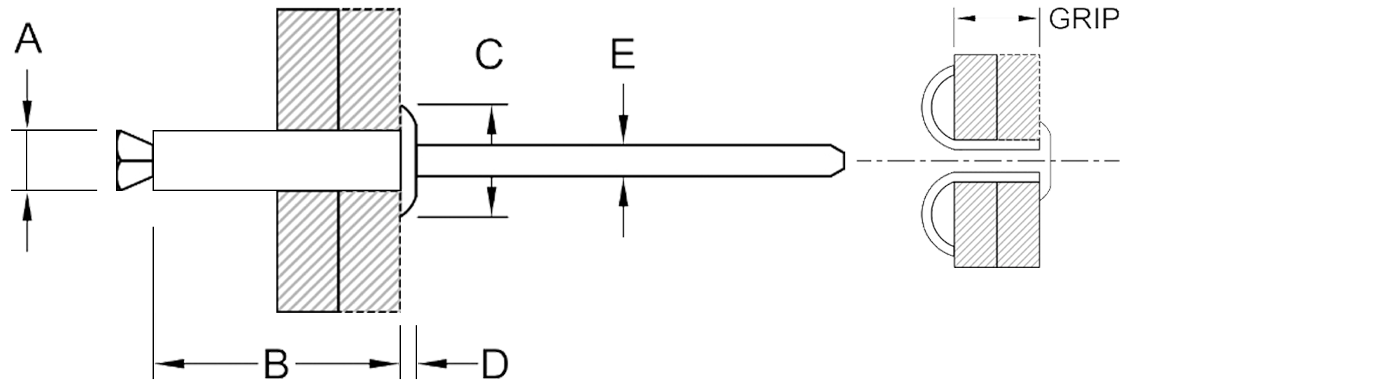 Rivtec | Aluminium (73ASPL) Large Flange Peel Rivet Range