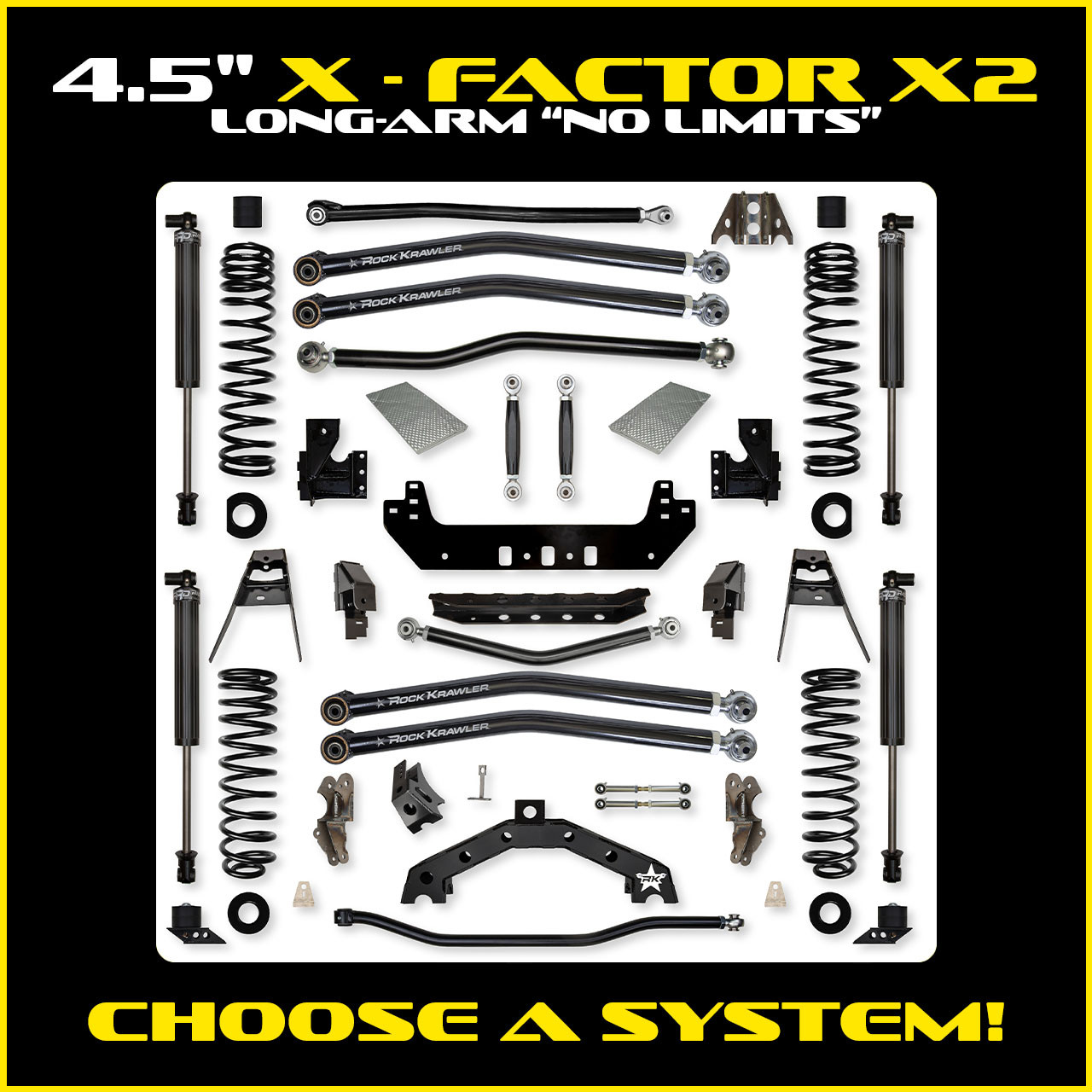 Rock Krawler 4.5" X-Factor X2 "No Limits" Long-Arm Suspension System ...