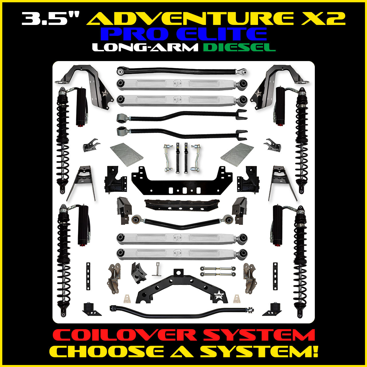 Rock Krawler 3.5" Adventure X2 PRO ELITE COILOVER Long-Arm Suspension ...