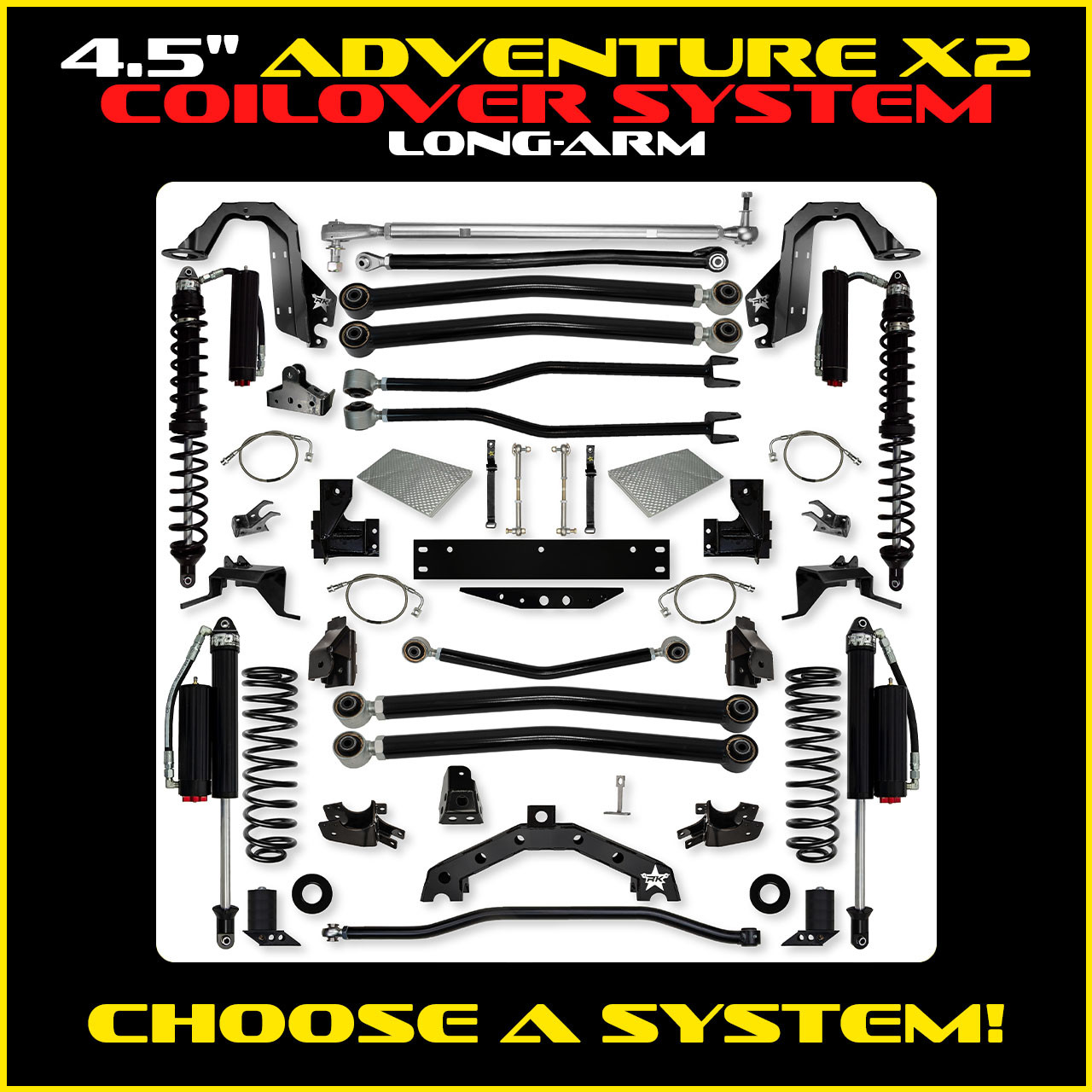 Rock Krawler 4.5" Adventure X2 COILOVER Long-Arm Suspension System For ...