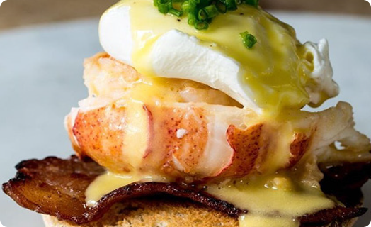 Butter Poached Lobster Benedict with Bacon - Santa Monica Seafood Dock ...