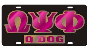 Omega Psi Phi Black QDOG Mirrored Tag - The Greek Spot, LLC