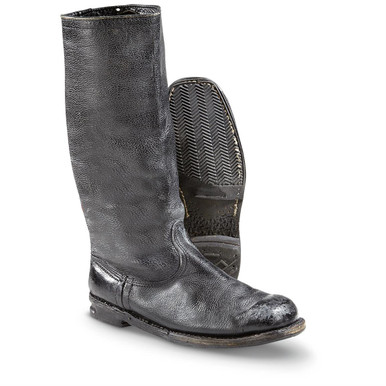GERMAN BLACK LEATHER POLICE RIDING BOOTS USED - STURM-MILTEC USA.
