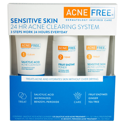Acne Free Sensitive Skin 3-Step 24 Hr Acne Clearing System - BuyMeBeauty