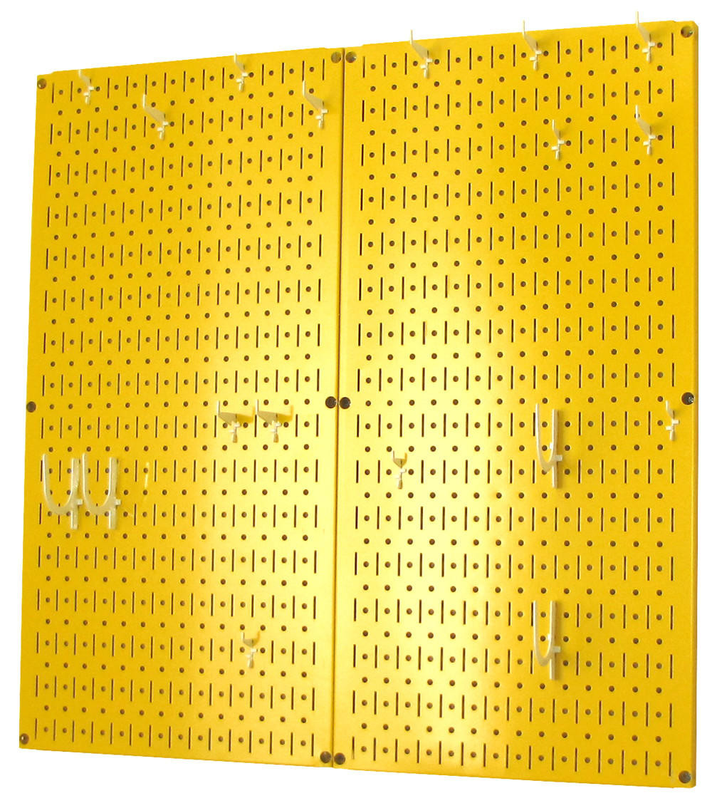 Yellow Kitchen Pegboard Organizer - Metal Hanging Pot Rack