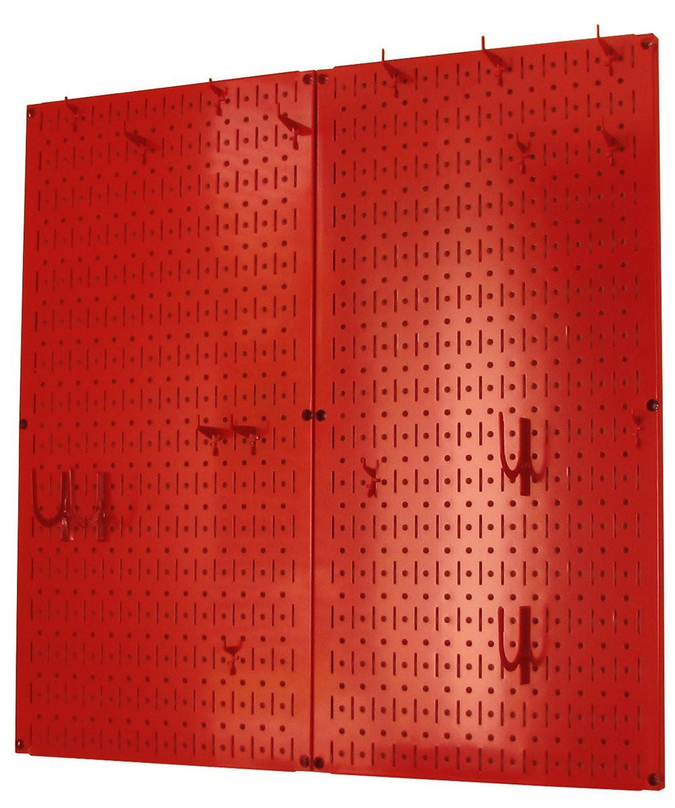 Red Kitchen Appliance Pegboard Wall Pot Rack