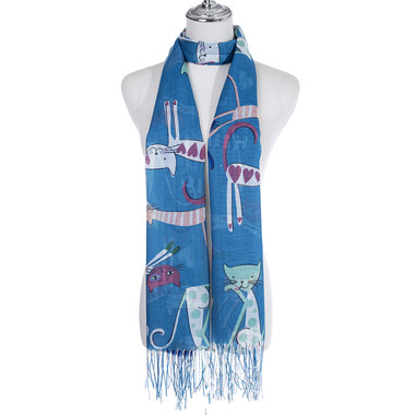 Blue Animated Cat Scarf | Curvaceous Clothing