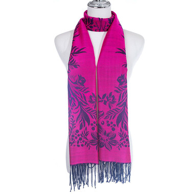 Hot Pink Scarf With Navy Floral Detail | Curvaceous