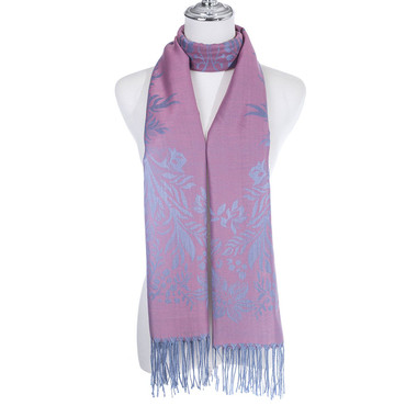 Dusty Pink Scarf With Grey Floral Detail | Curvaceous