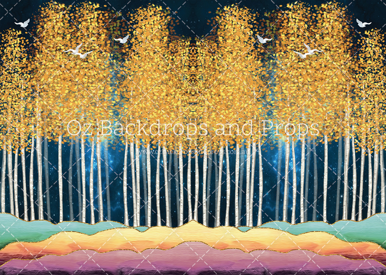 Birch All Lit Up - Oz Backdrops & Props Pty Ltd