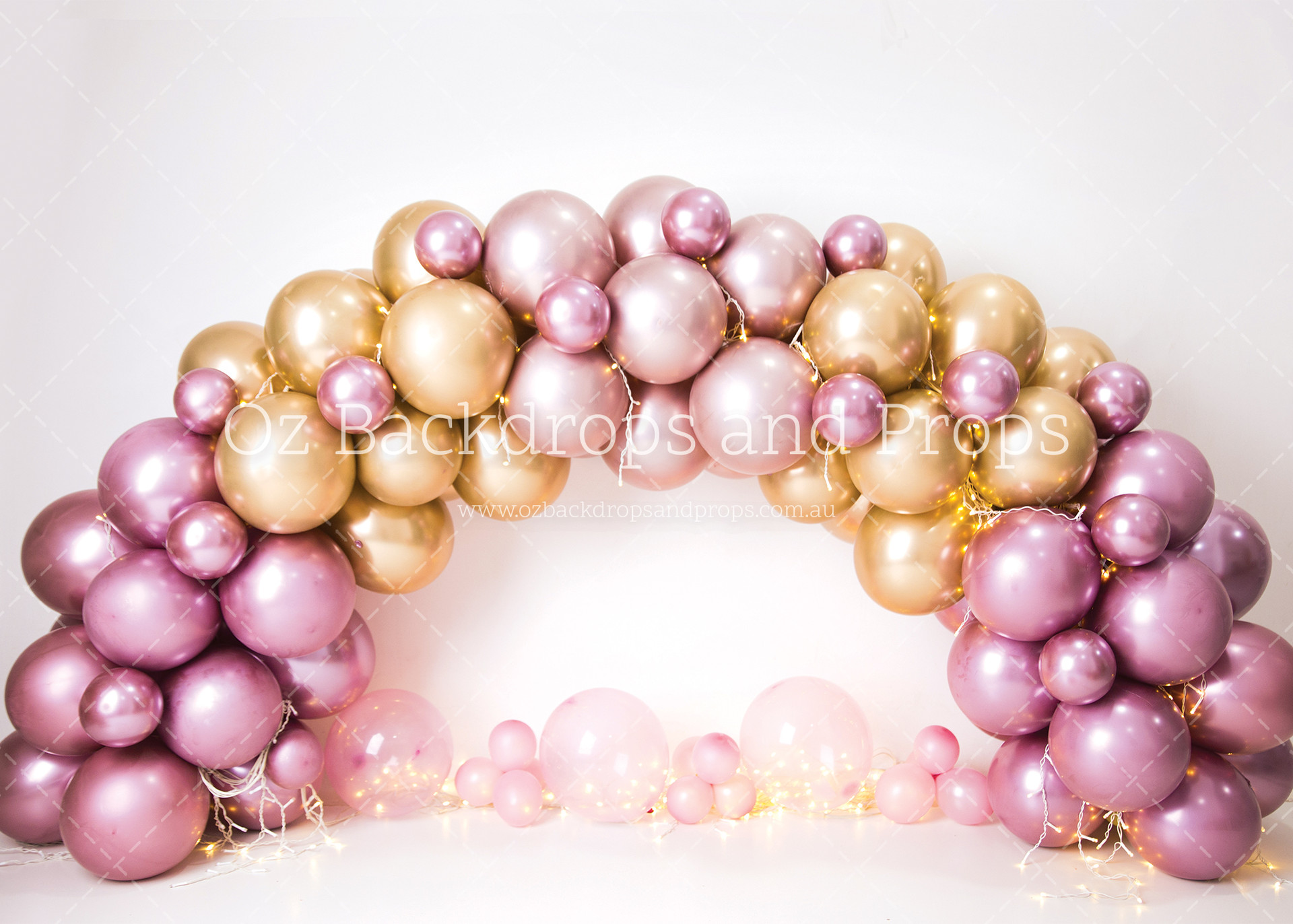 Pink and Gold Balloon Arch - Oz Backdrops & Props
