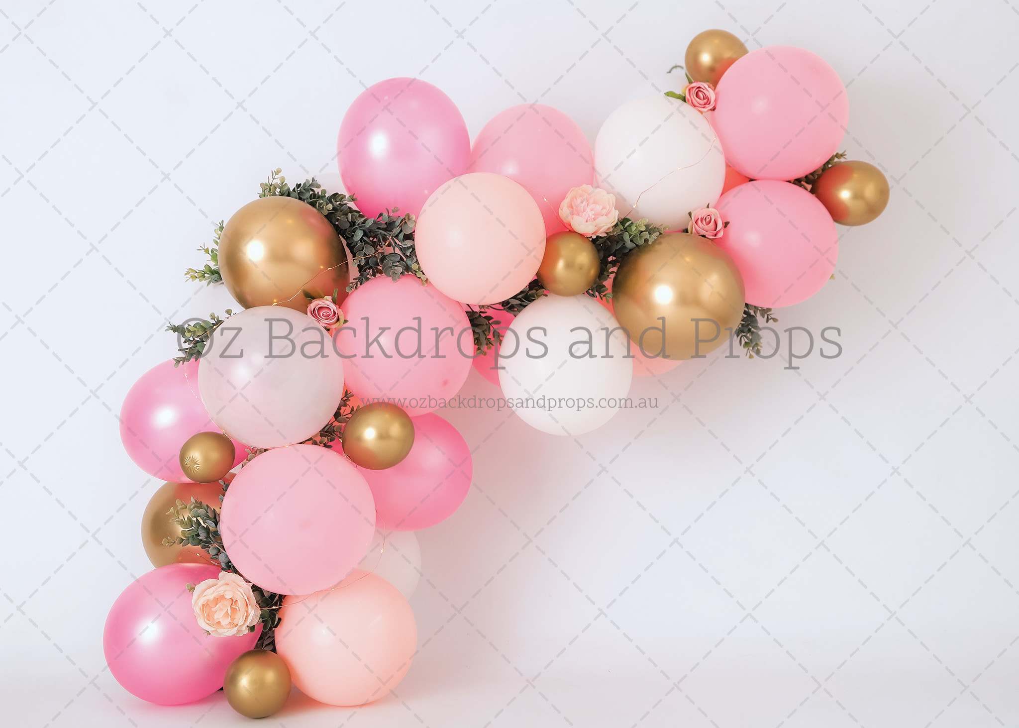Pink and Gold Balloon Arch - Oz Backdrops & Props Pty Ltd