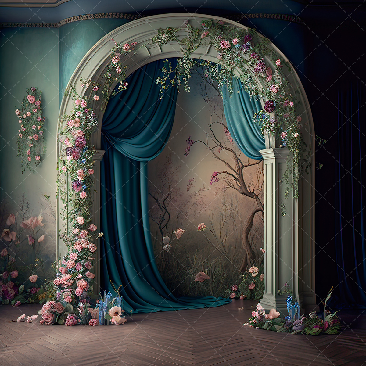 Floral Arch Set - Deluxe Fantasy Digital Backdrops - Oz Backdrops & Props