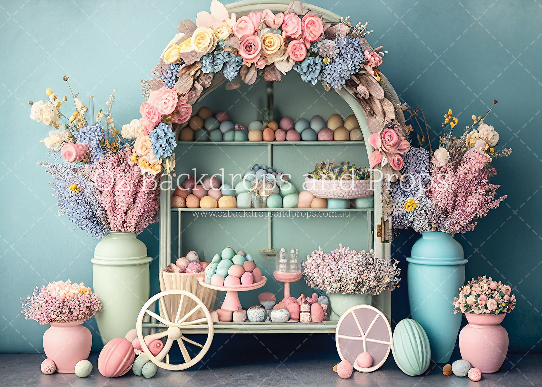 Pastel Easter Egg Cart - Oz Backdrops & Props