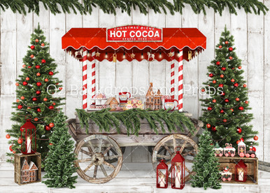 White Christmas Cocoa Cart - Oz Backdrops & Props Pty Ltd