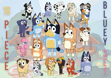 Bluey Cutout Set (18 Piece) - Oz Backdrops & Props Pty Ltd