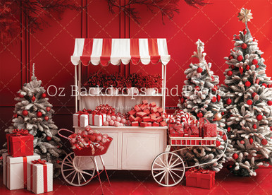 Ruby Red Christmas Cart - Oz Backdrops & Props Pty Ltd