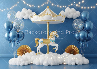 Blue Balloon Carousel - Oz Backdrops & Props