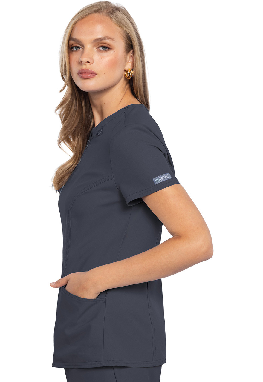 MC Insight Zip Front Henley Top - Stylish Medical Scrubs for Nurses