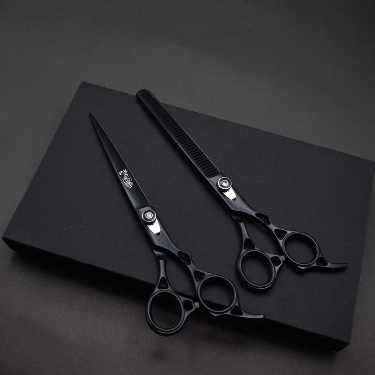 ABBS Shear Set - 7.5" Shear and Thinning Shear Black - Atlanta Barber ...