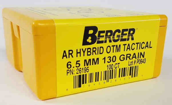 Berger Hybrid OTM Target Bullets 6.5mm Caliber 130 Grain sample pack