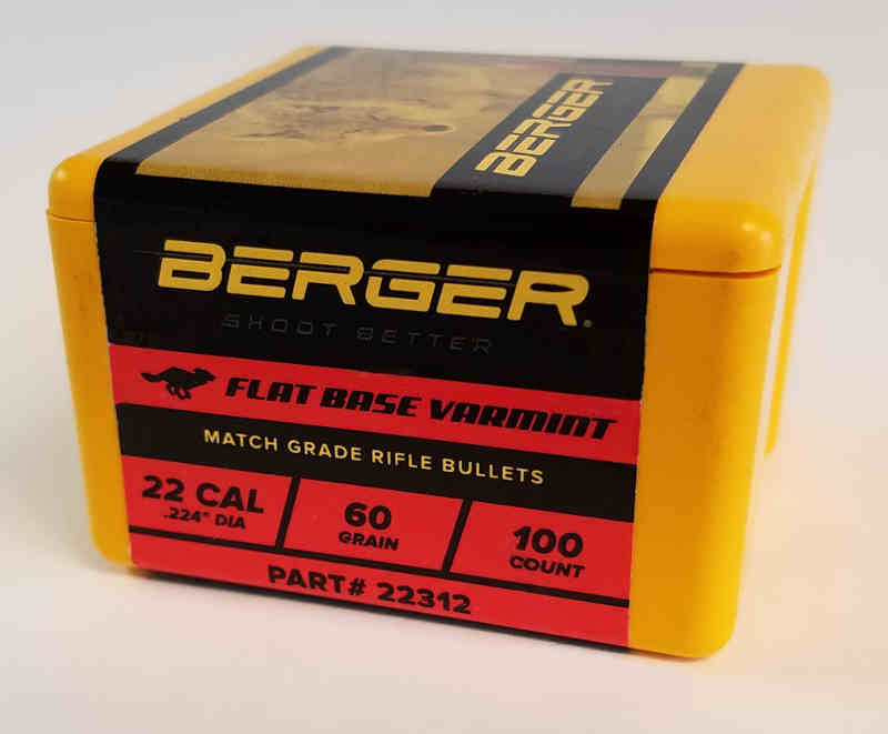 Berger Match Varmint Bullets 22 Caliber 60 Grain sample pack