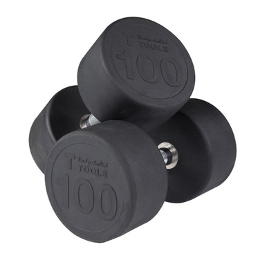 100 lb. Round Rubber Dumbbell Pair, Shipping Included! - FitnessFactory.com