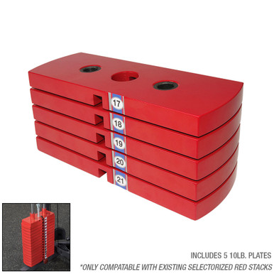 50 lb. Premium Red Selectorized Weight Plates HP50 - Weight Machine Stacks