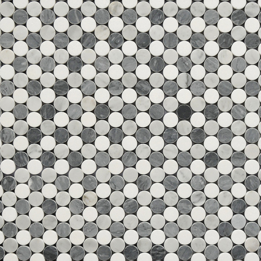 Multi Grey Stone Penny Rounds Polished