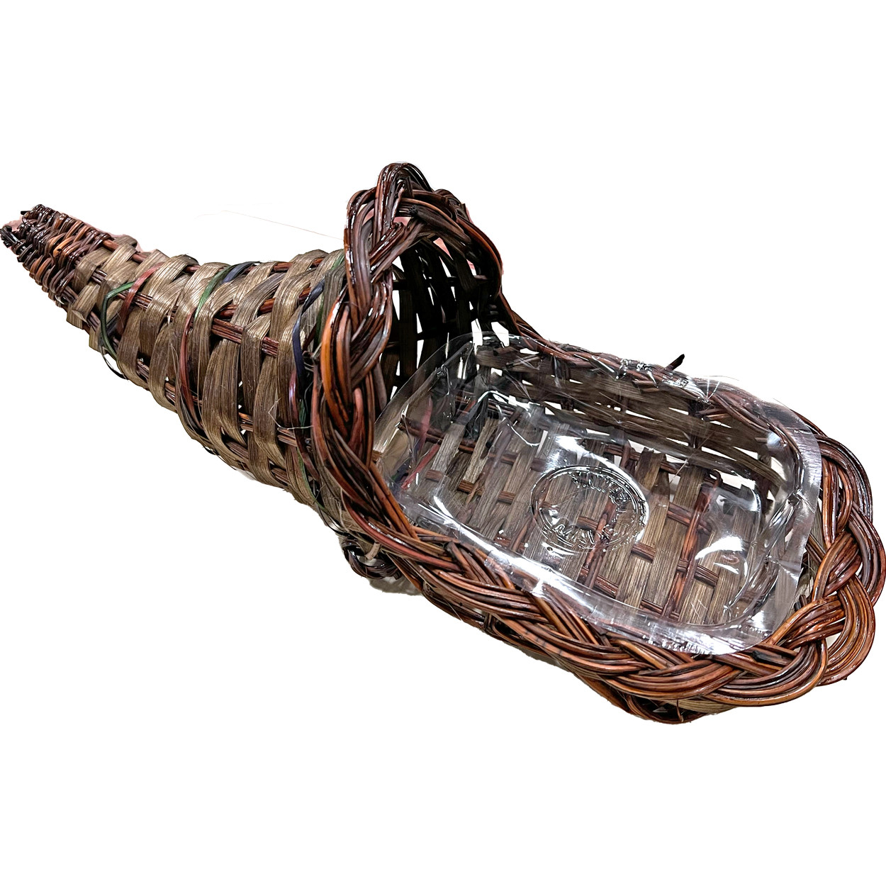 14" Fall Vine Cornucopia Basket with Liner - LO Florist Supplies