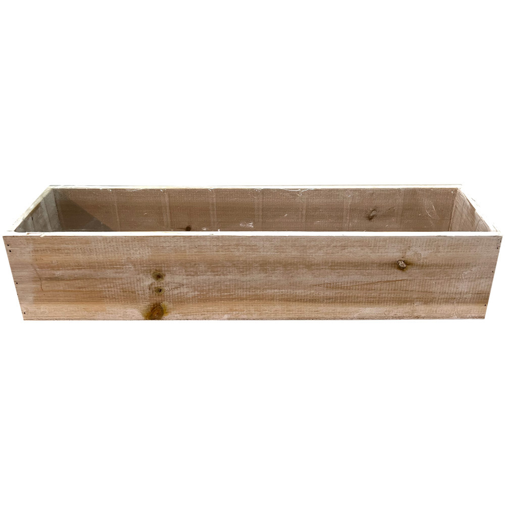 18" White Wash Rectangular Wood Planter with Liner - LO Florist Supplies