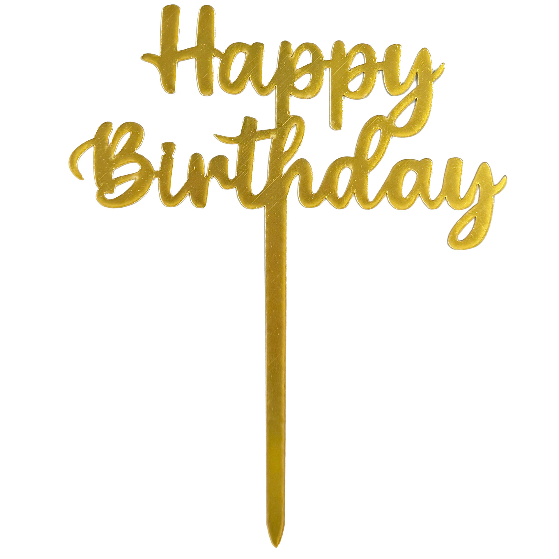 Cursive Happy Birthday Topper - Acrylic Gold - LO Florist Supplies