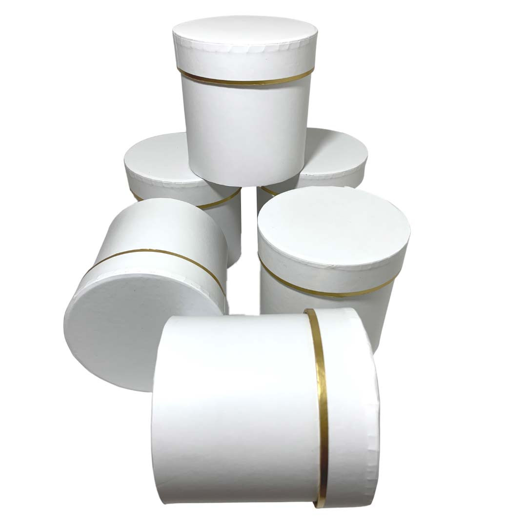 4" Single Rose Round Floral Box - 6 Pieces - White - LO Florist Supplies