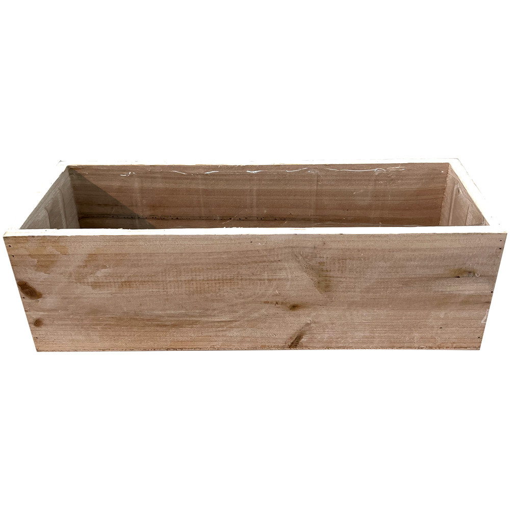 11" White Wash Round Wood Planter with Liner - LO Florist Supplies