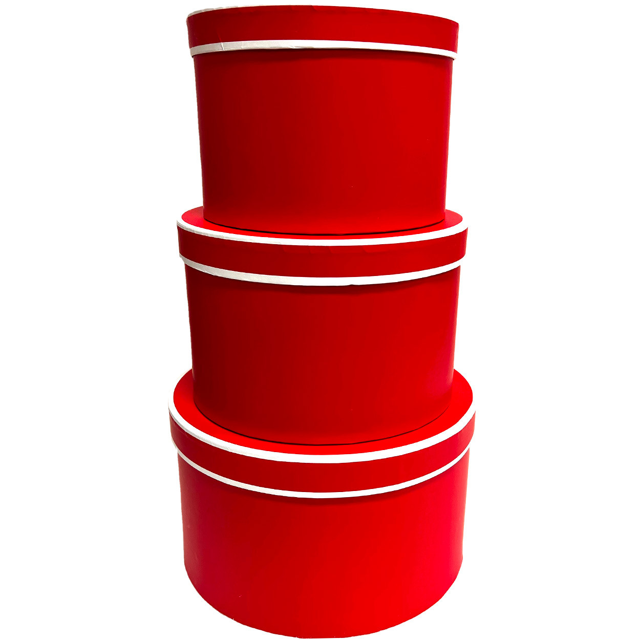 10" Red Round Gift Boxes Set of 3 - LO Florist Supplies