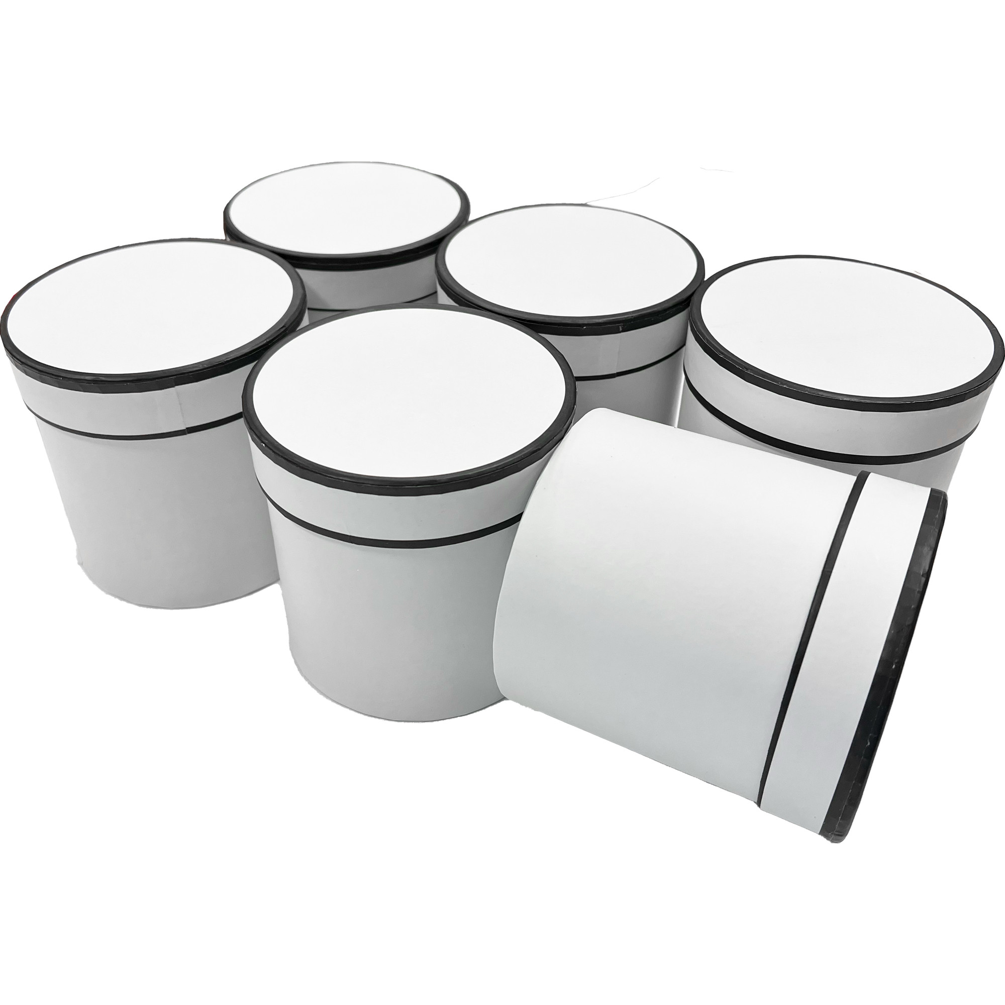 4" Single Rose Round Floral Box - 6 Pieces - White - LO Florist Supplies