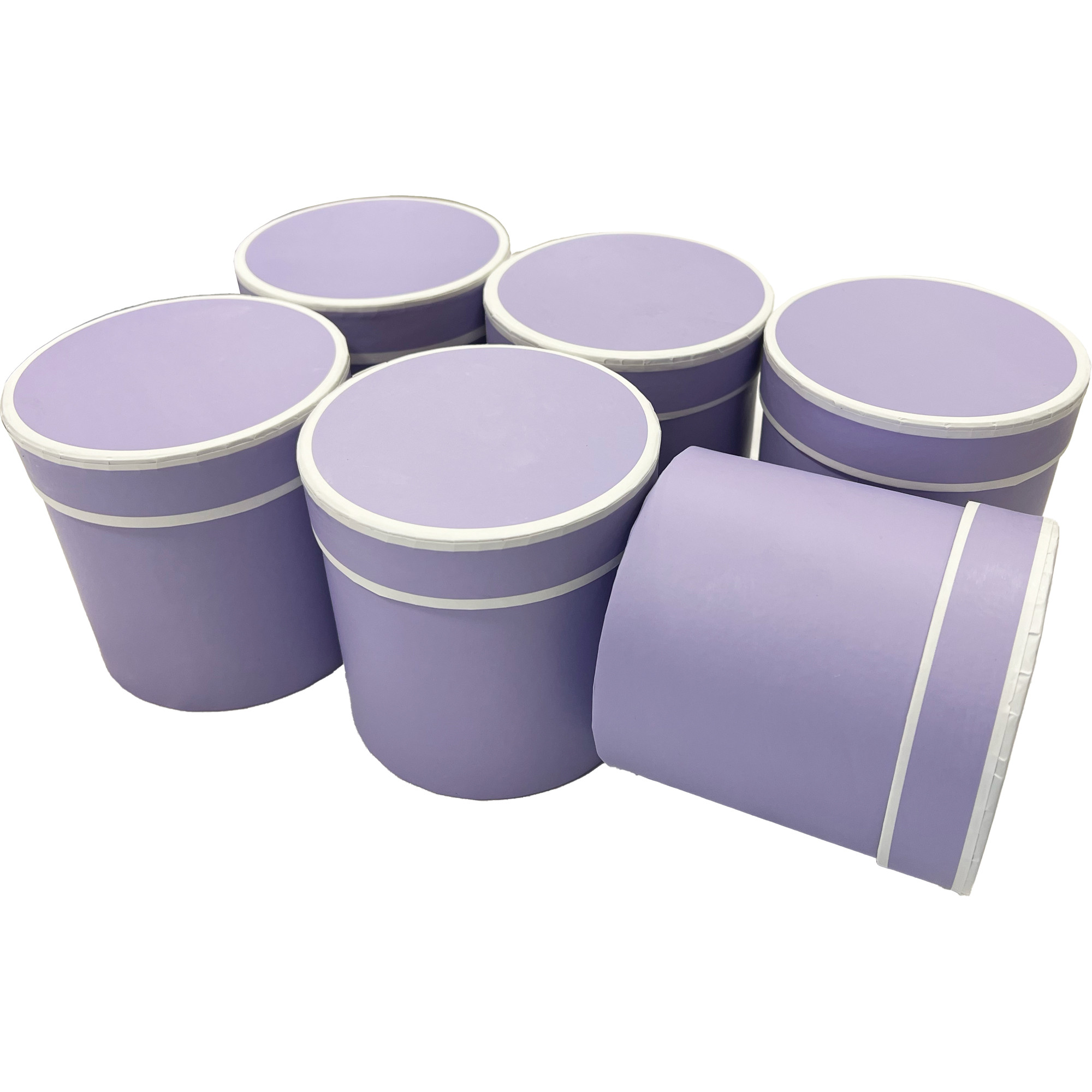 4" Single Rose Round Floral Box - 6 Pieces - White - LO Florist Supplies